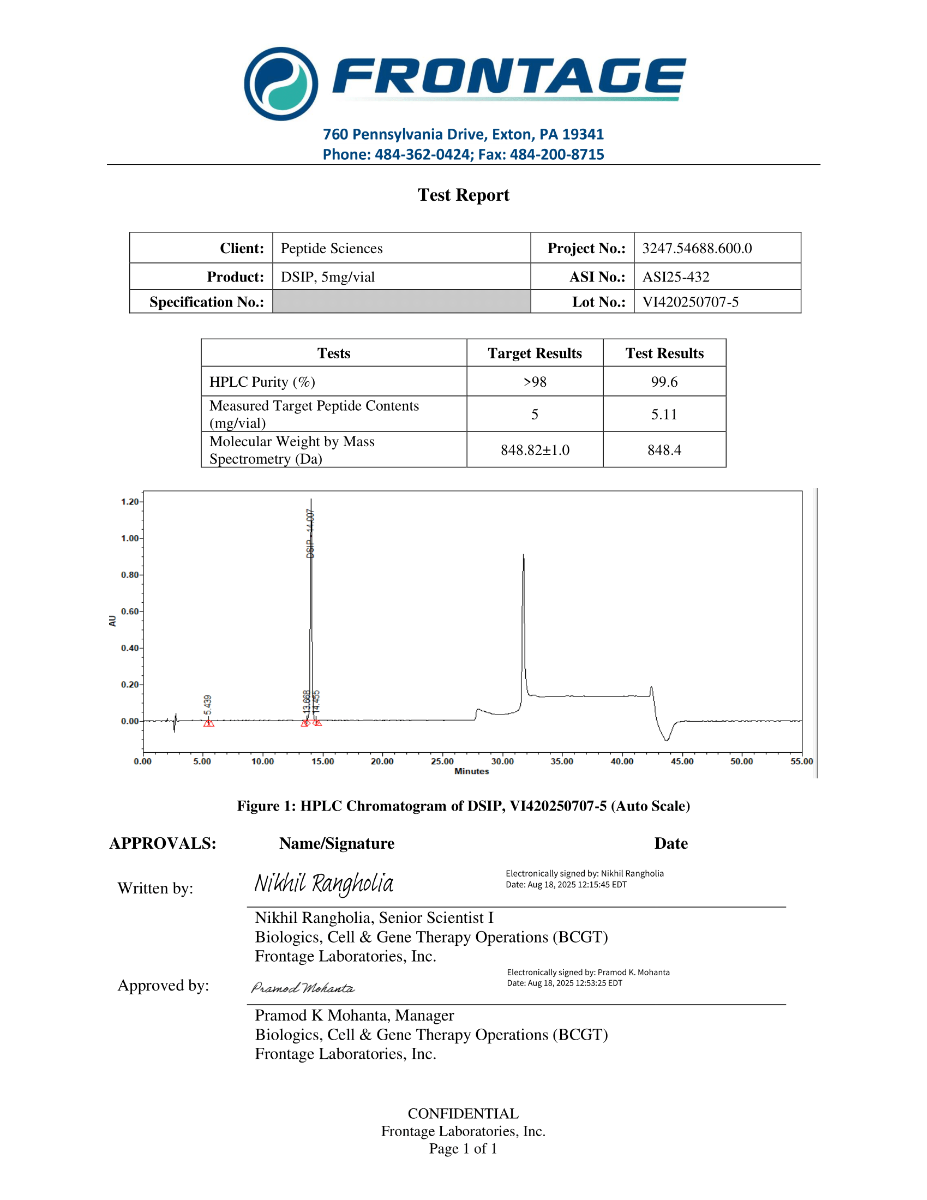 Buy DSIP 5mg | 99% Purity (USA Made) | Peptide Sciences